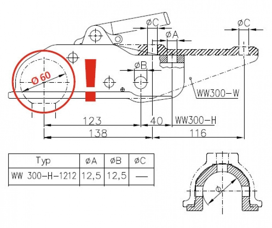Kulkoppling Winterhoff WW 300-H (60 Ø kula) | Kulkopplingar Winterhoff ...